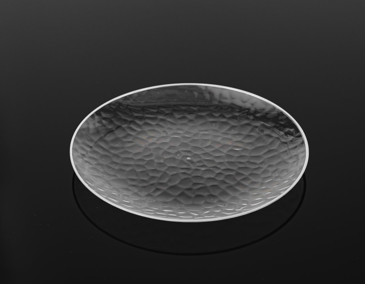 230mm Heavy Duty Clear Dimple Plate with Silver Rim - Partyware Pty Ltd