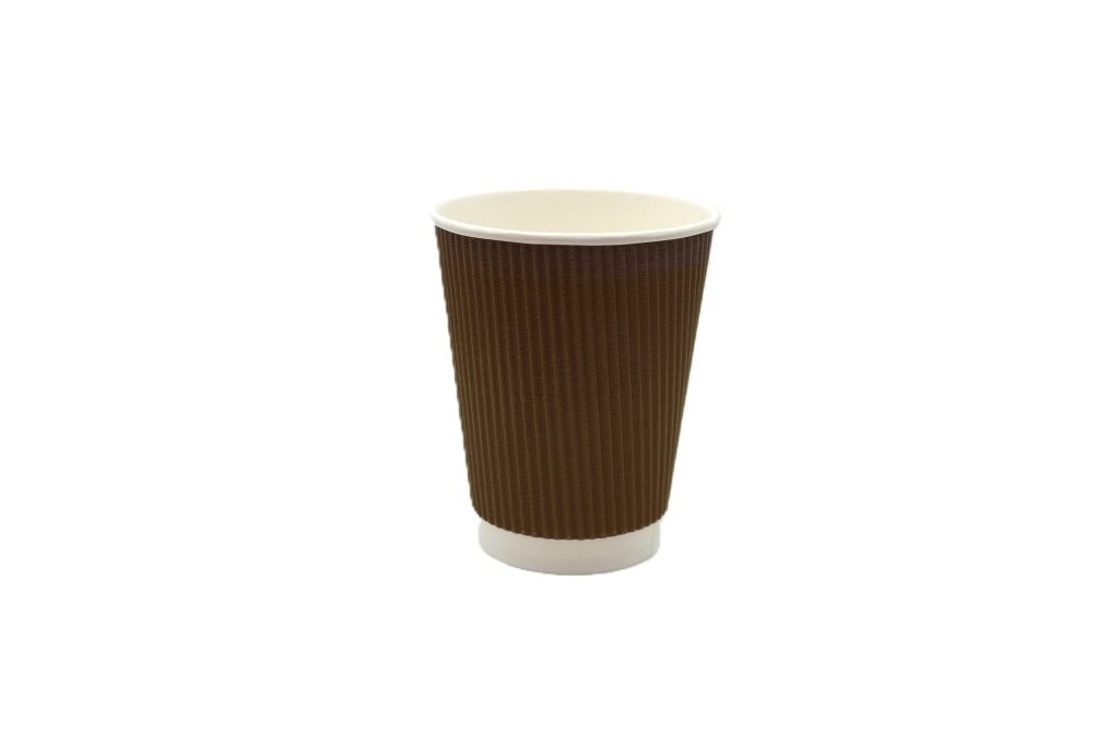 12oz (350mL) FSC Triple Wall Ripple Paper Cup Brown - Partyware Pty Ltd